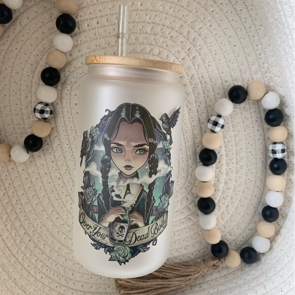 Dining | Wednesday Addams 16 Oz Libby Frosted Glass Cup | Poshmark